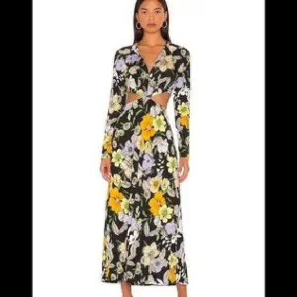 AFRM | Dresses | Womens Afrm Assi Black Multicolor Floral Open Back ...